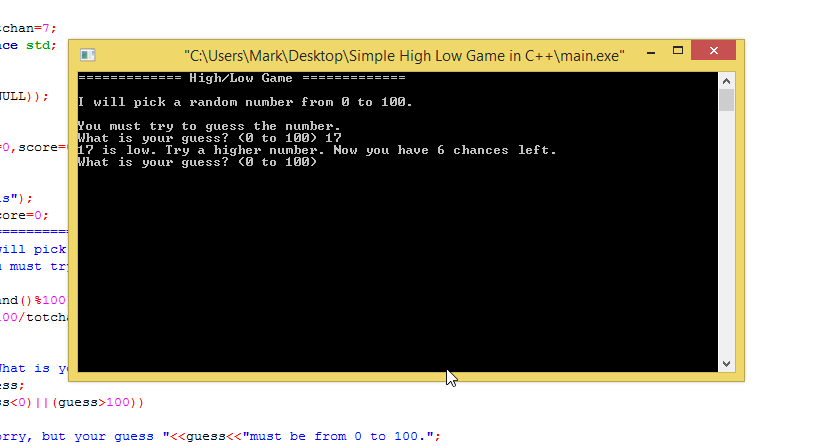 Simple High Low Game in C++ Free Source Code | SourceCodester